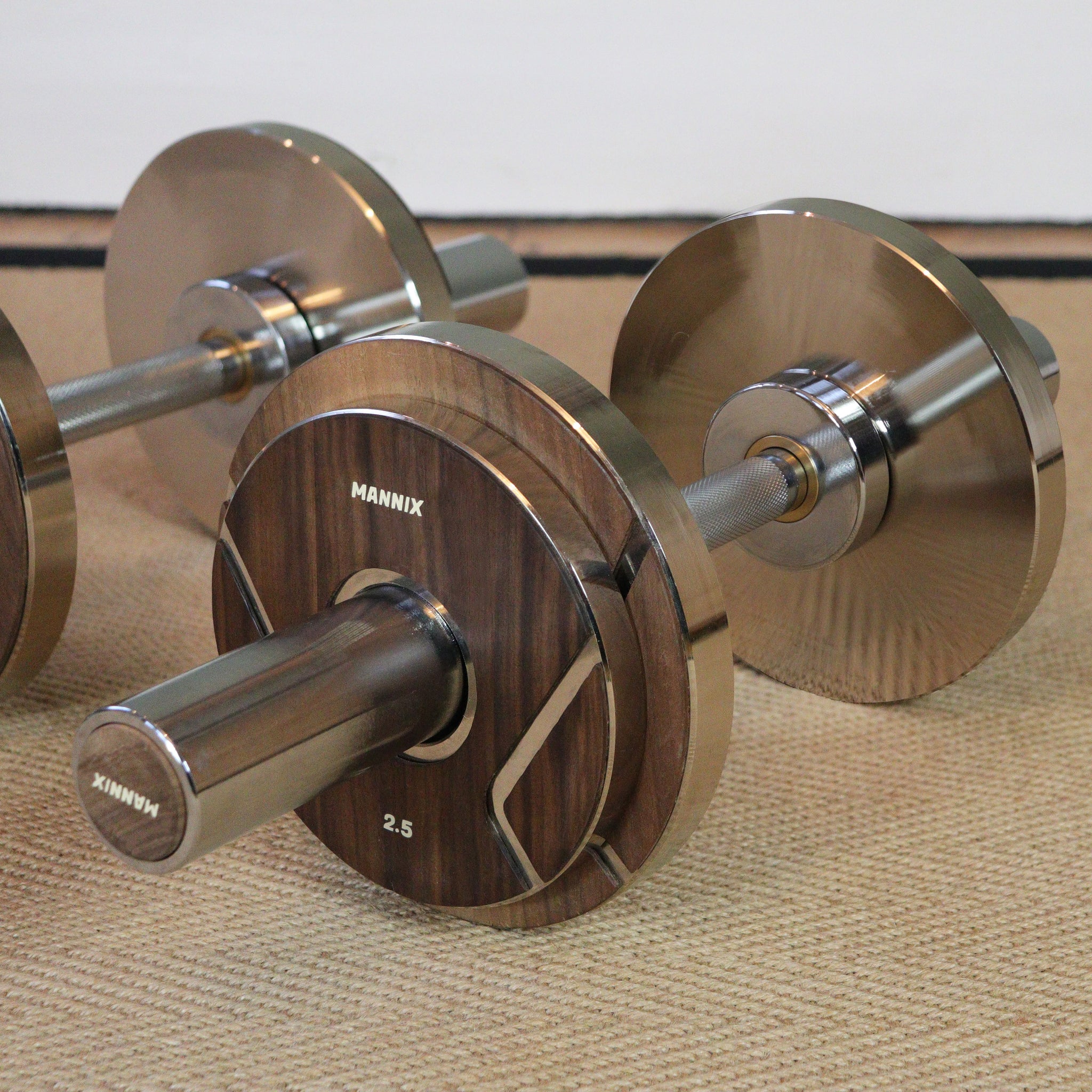 Bicep Curl Short Bar Walnut Weight Plate & Bar Set - 20kg to 50kg ...